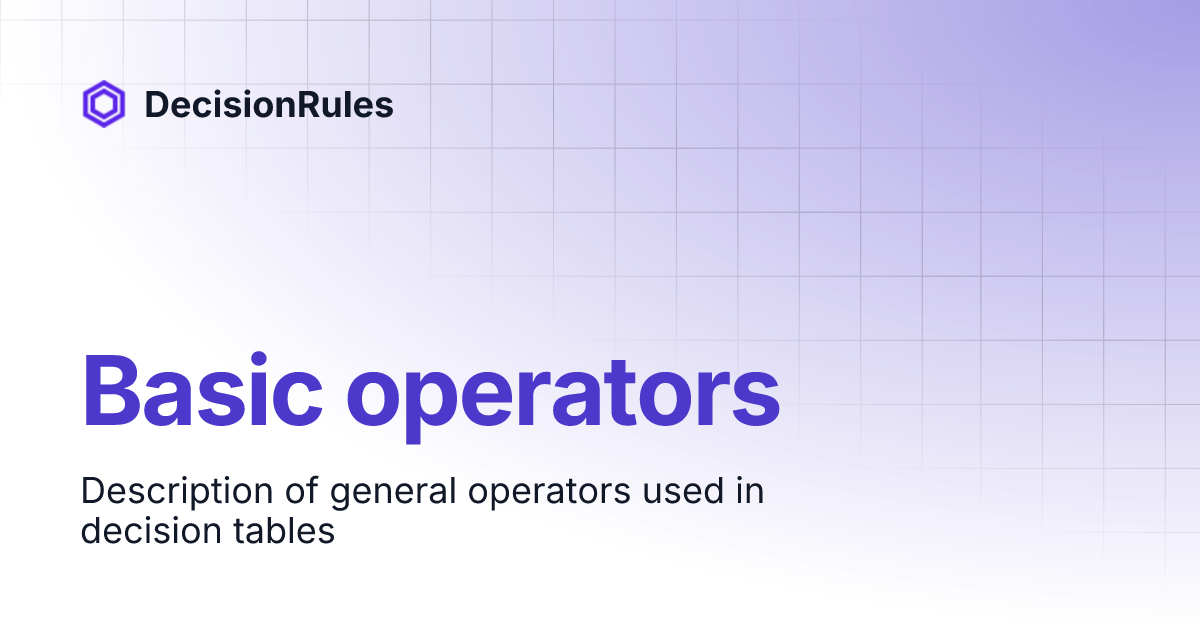 Basic operators | DecisionRules