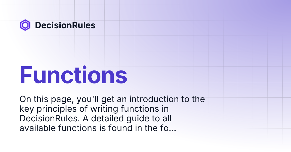 Functions | DecisionRules