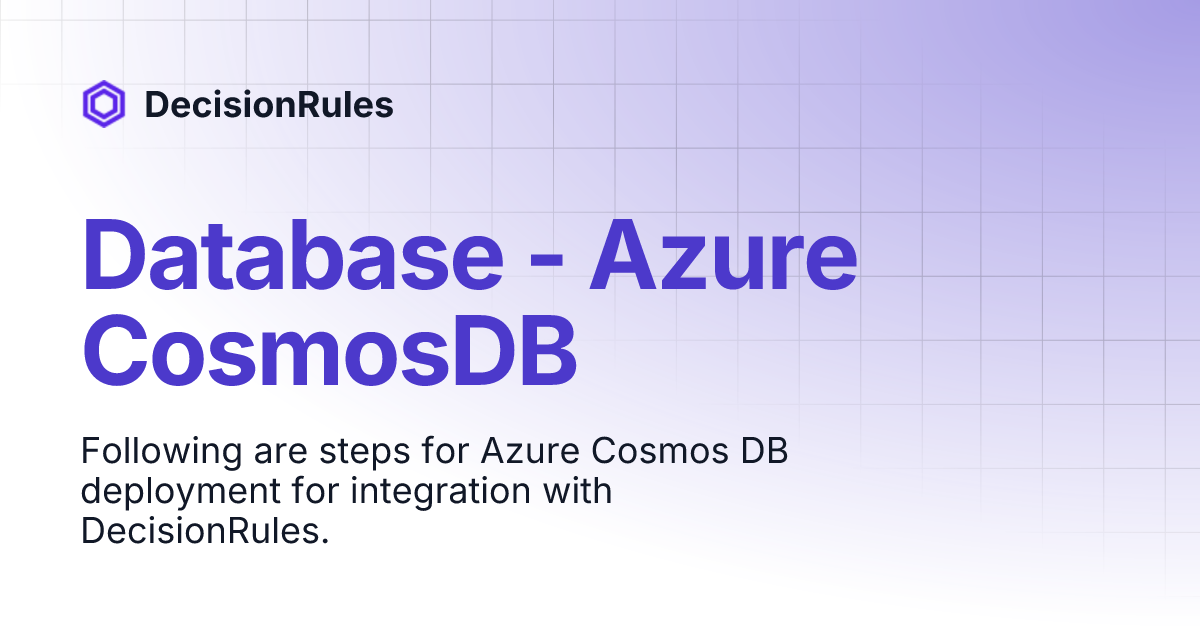 Database - Azure CosmosDB | DecisionRules