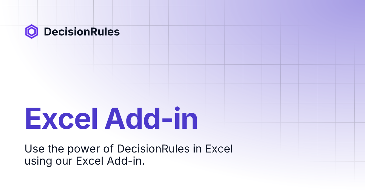 Excel Add-in | DecisionRules