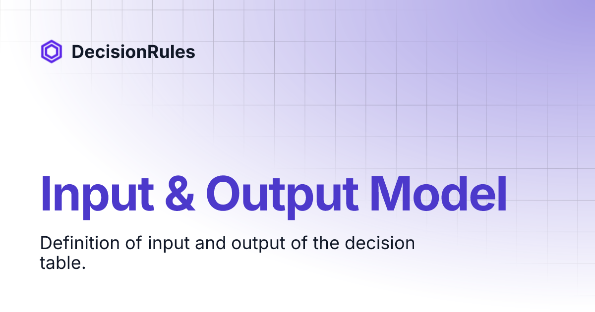Input & Output Model | DecisionRules
