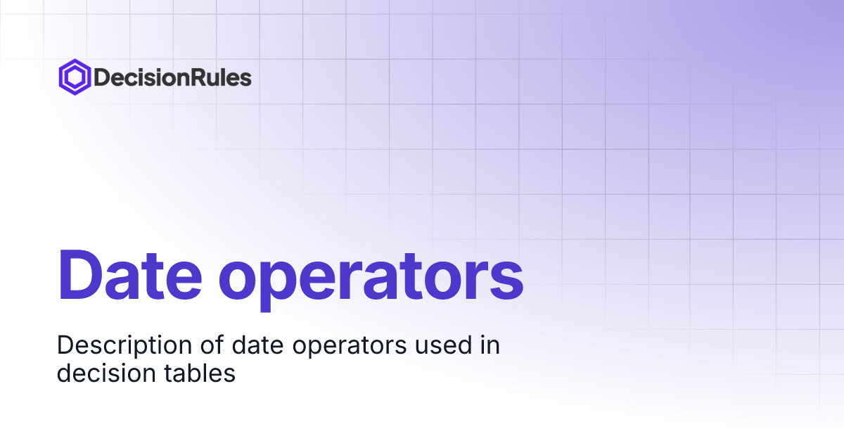 Date operators | DecisionRules