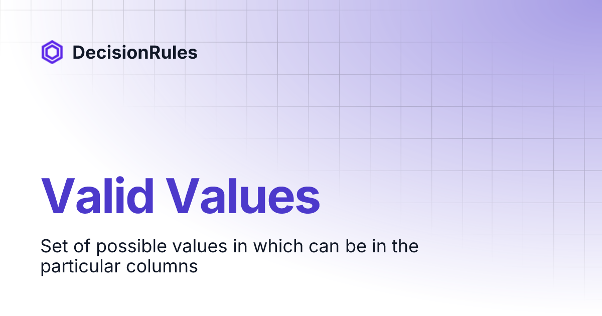 Valid Values | DecisionRules