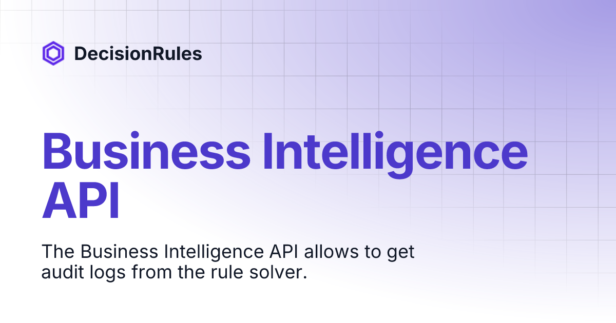 Business Intelligence API | DecisionRules