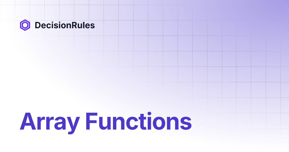 Array Functions | DecisionRules